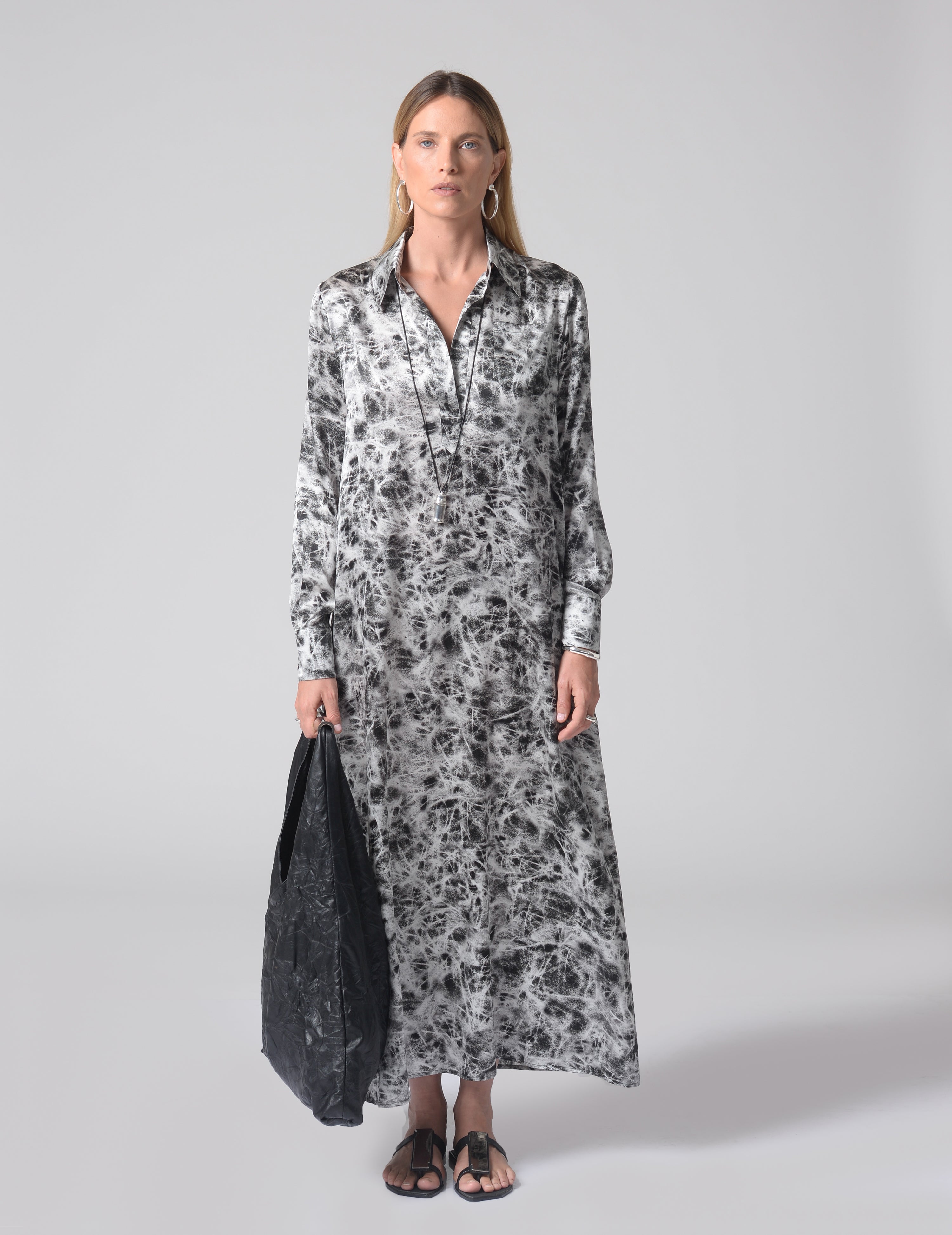 ROPES PRINT SILK SHIRT DRESS – KAWAYAN