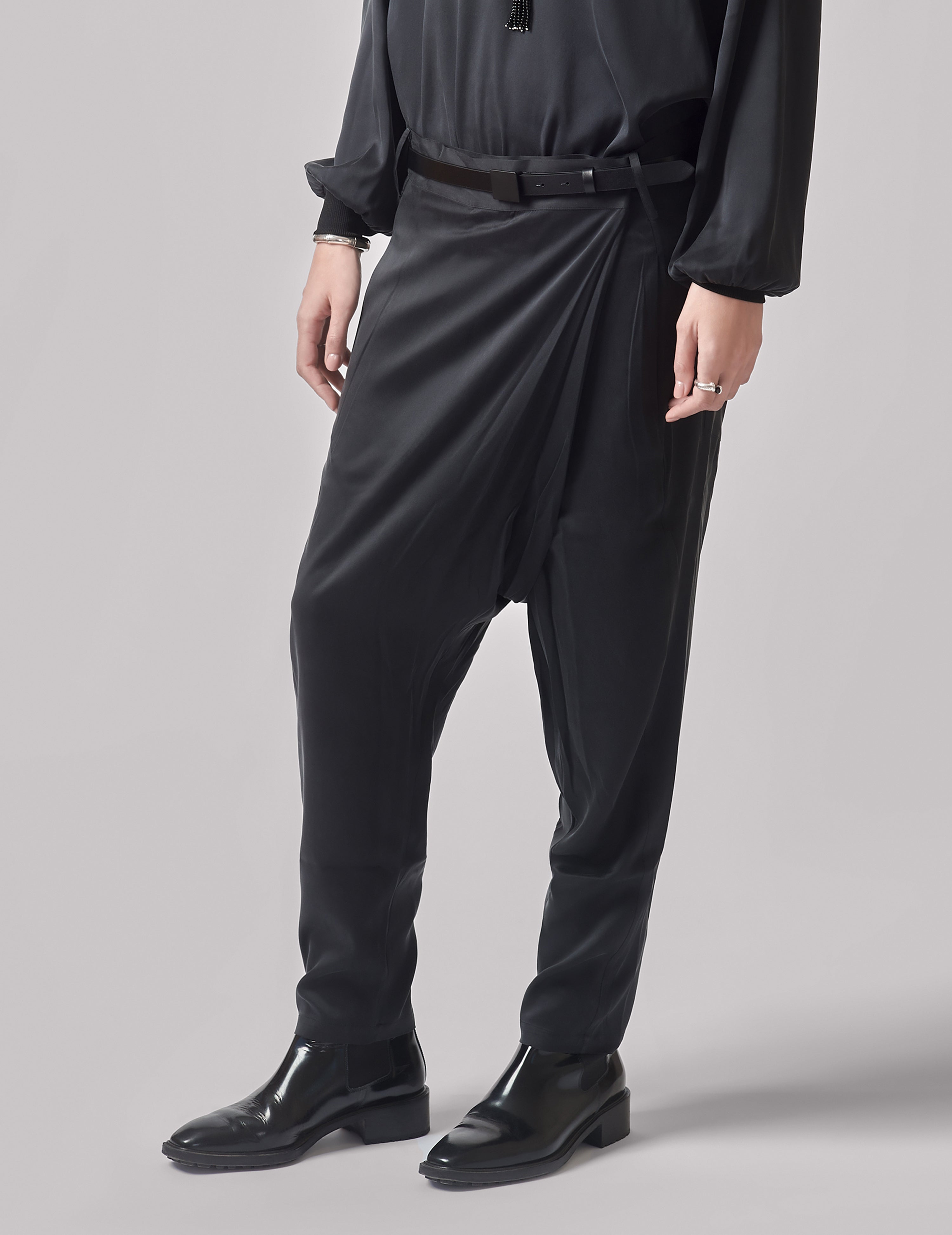 STONEWASHED SILK OVERLAPPED PANTS – KAWAYAN